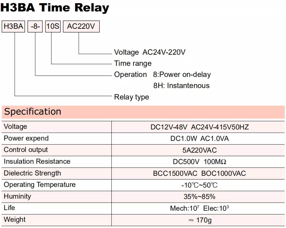 H3BA-8 - WENZHOU DAQUAN ELECTRIC CO.,LTD.