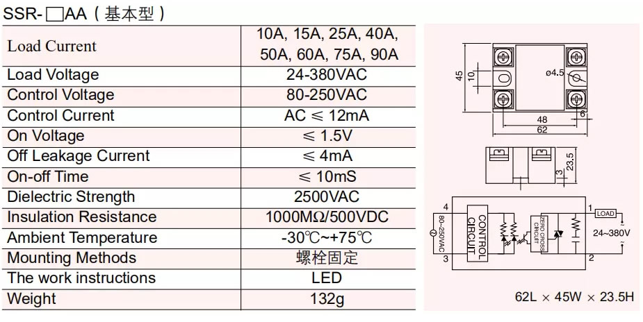 Single Phase Solid State Relay-SSR-10AA - WENZHOU DAQUAN ELECTRIC CO.,LTD.